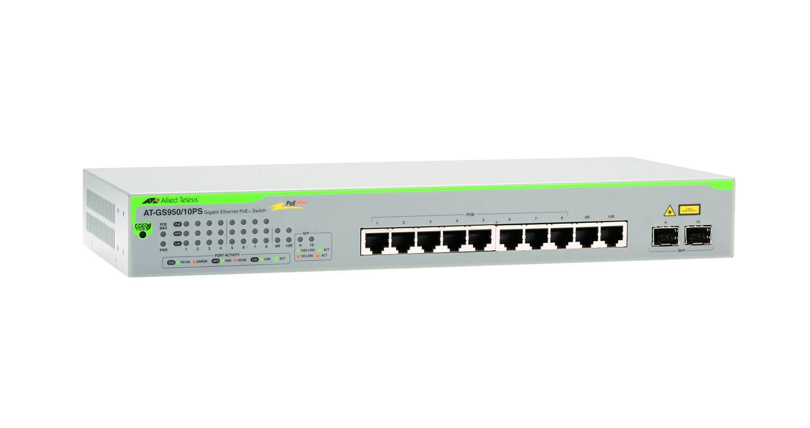 AT-GS950/10PS-10 - Allied Telesis GS950 AT-GS950/10PS 10 x Ports PoE+ 1000Base-T + 2 x Ports ...