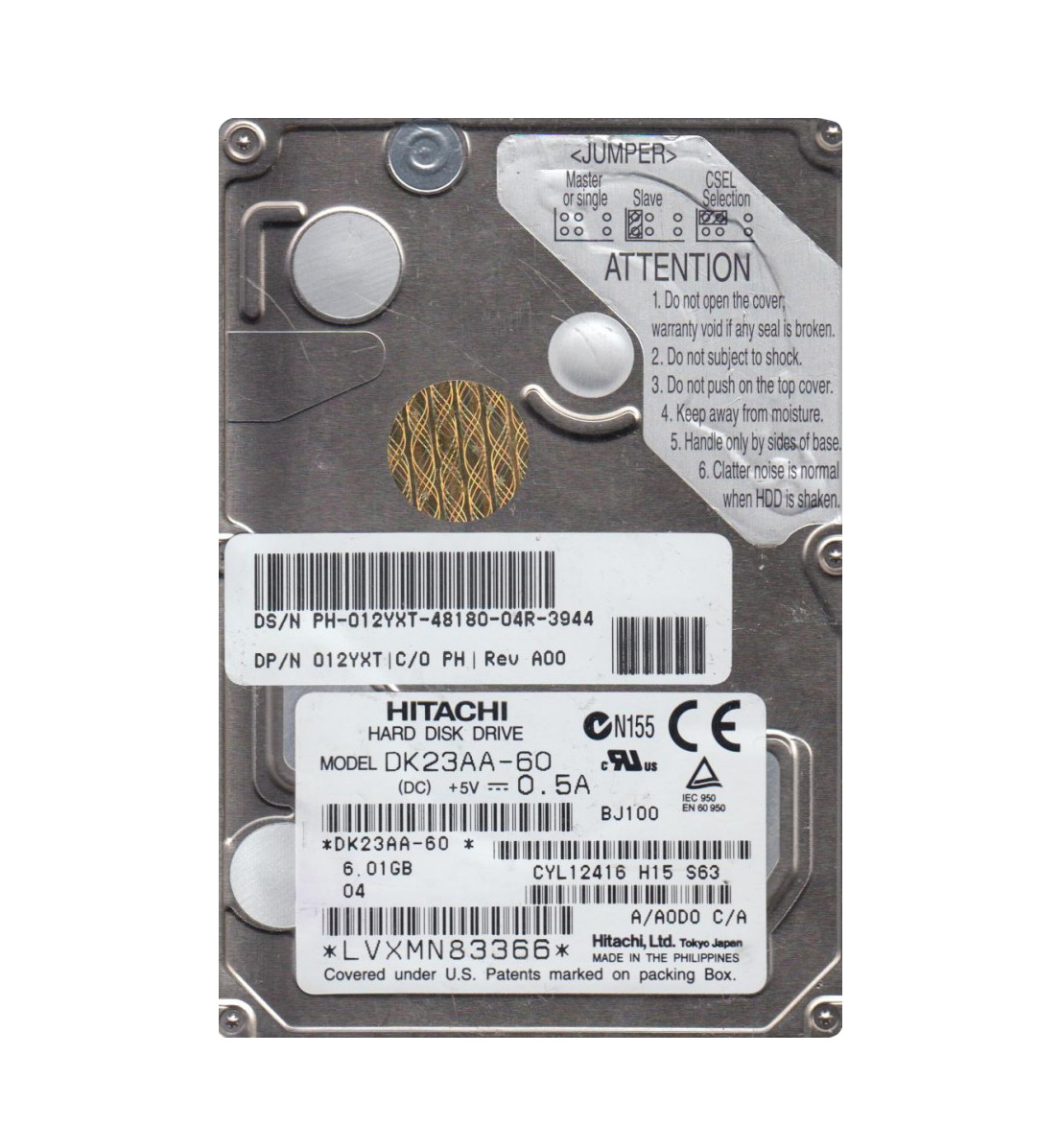 DK23AA-60 - Hitachi 6GB 4200RPM IDE/ATA 512KB Cache 2.5-inch Hard Drive