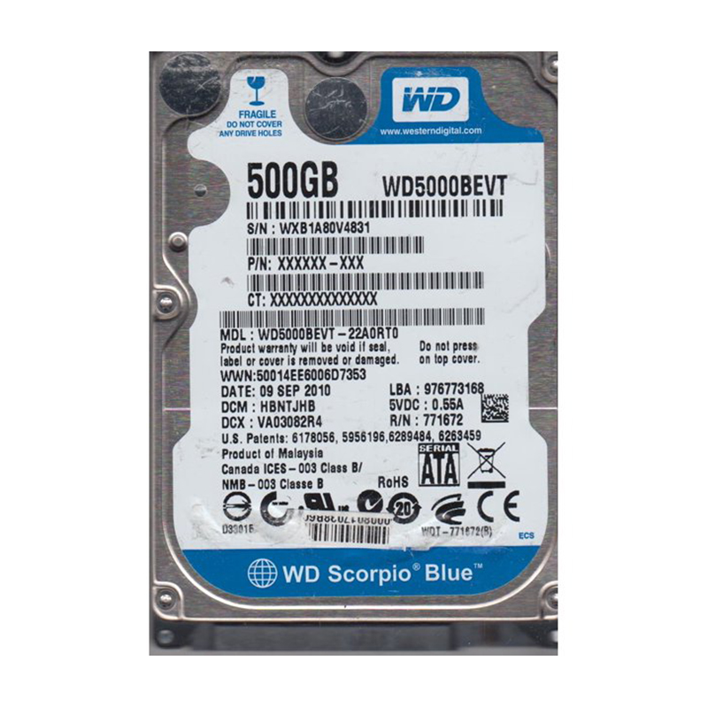 WD5000BEVT-22A0RT0 - Western Digital Scorpio Blue 500GB 5400RPM SATA ...