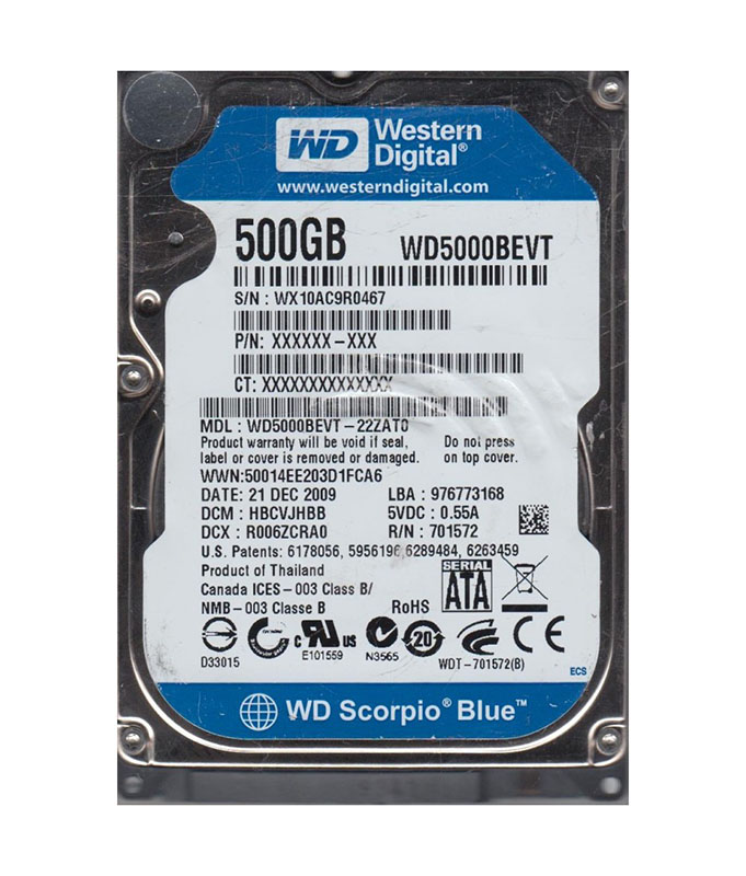 WD5000BEVT-22ZAT0 - Western Digital Scorpio Blue 500GB 5400RPM SATA 3Gb ...