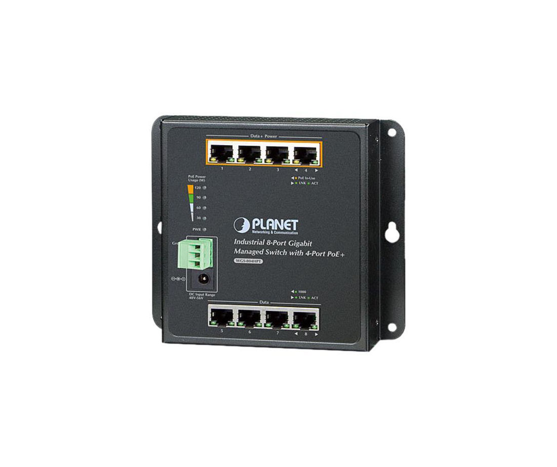 WGS-804HPT - Planet 4 x Ports PoE+ 10/100/1000Base-T + 4 x Ports 1GbE ...